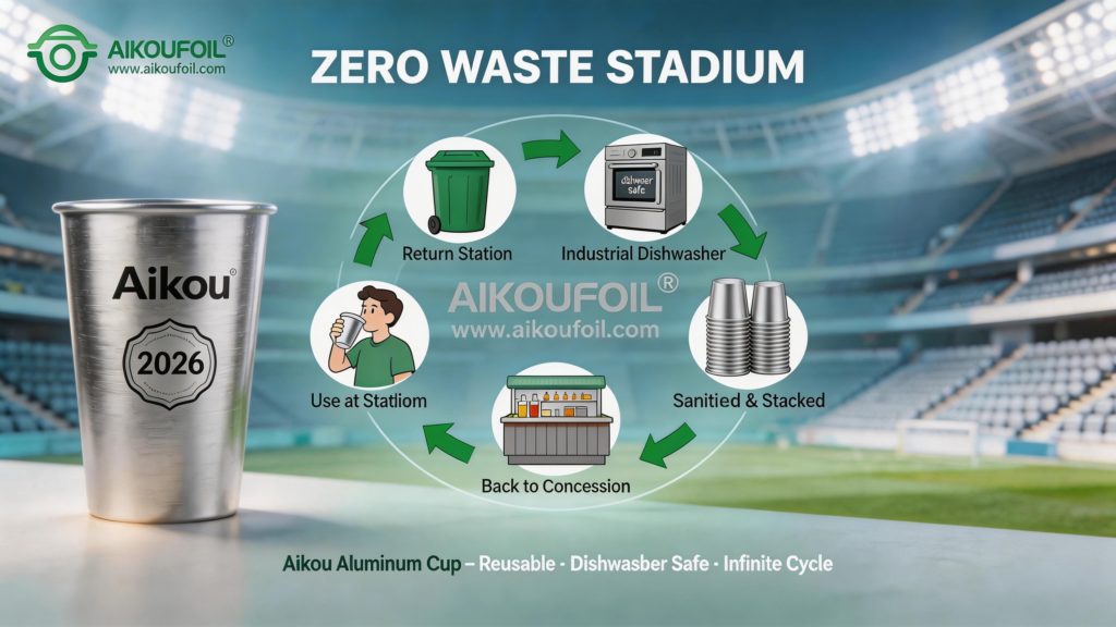 2026 World Cup Zero Waste Stadium Cups | Custom Aluminum Cup Supplier Aikou